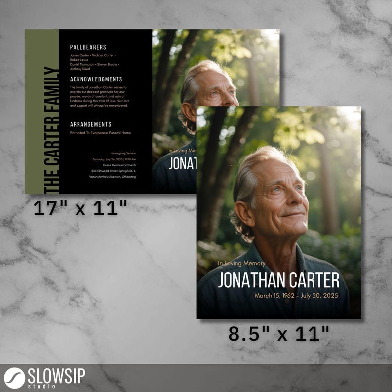 Modern Funeral Program Canva Template 8 Page Memorial Booklet (digital ...