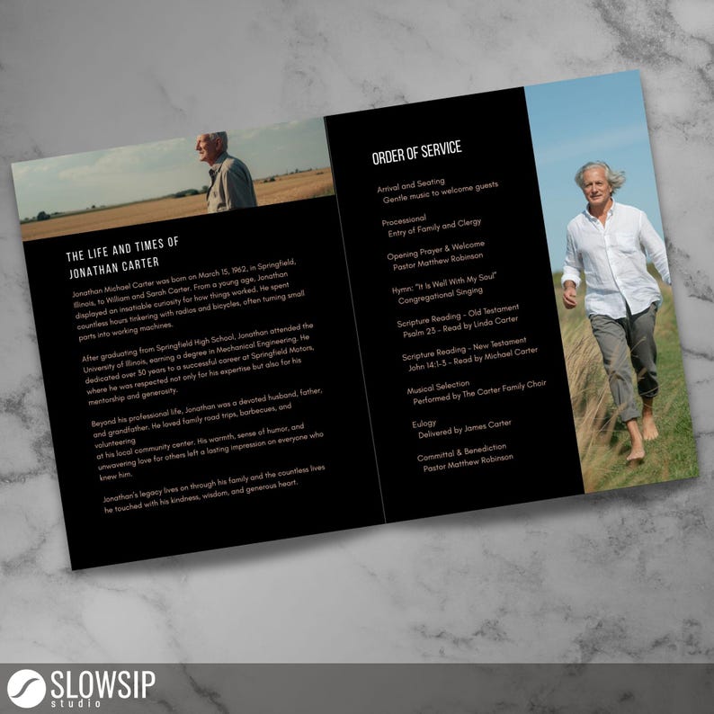Modern Funeral Program Canva Template 8 Page Memorial Booklet (digital ...