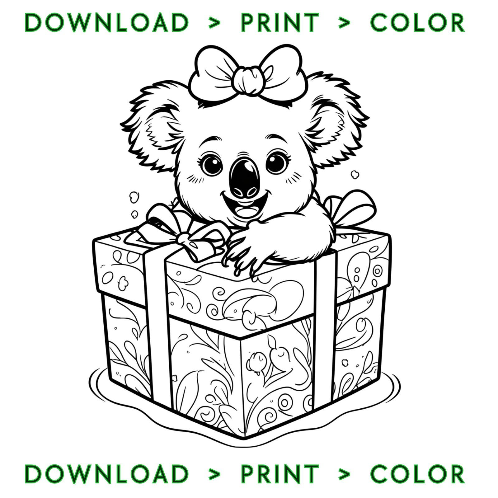 55 Kawaii Koala Coloring Pages Printable | Cute Koala Line Art for Kids ...