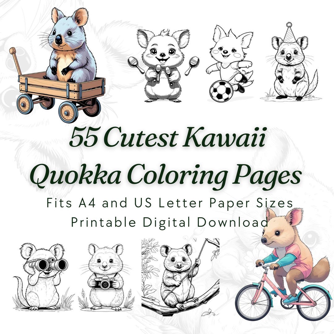 55 Kawaii Quokka Coloring Pages Printable | Cutest in the World | Line ...