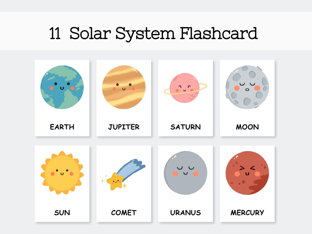 Solar System Flashcard, Montessori Flash Cards, Pre-school Cards ...