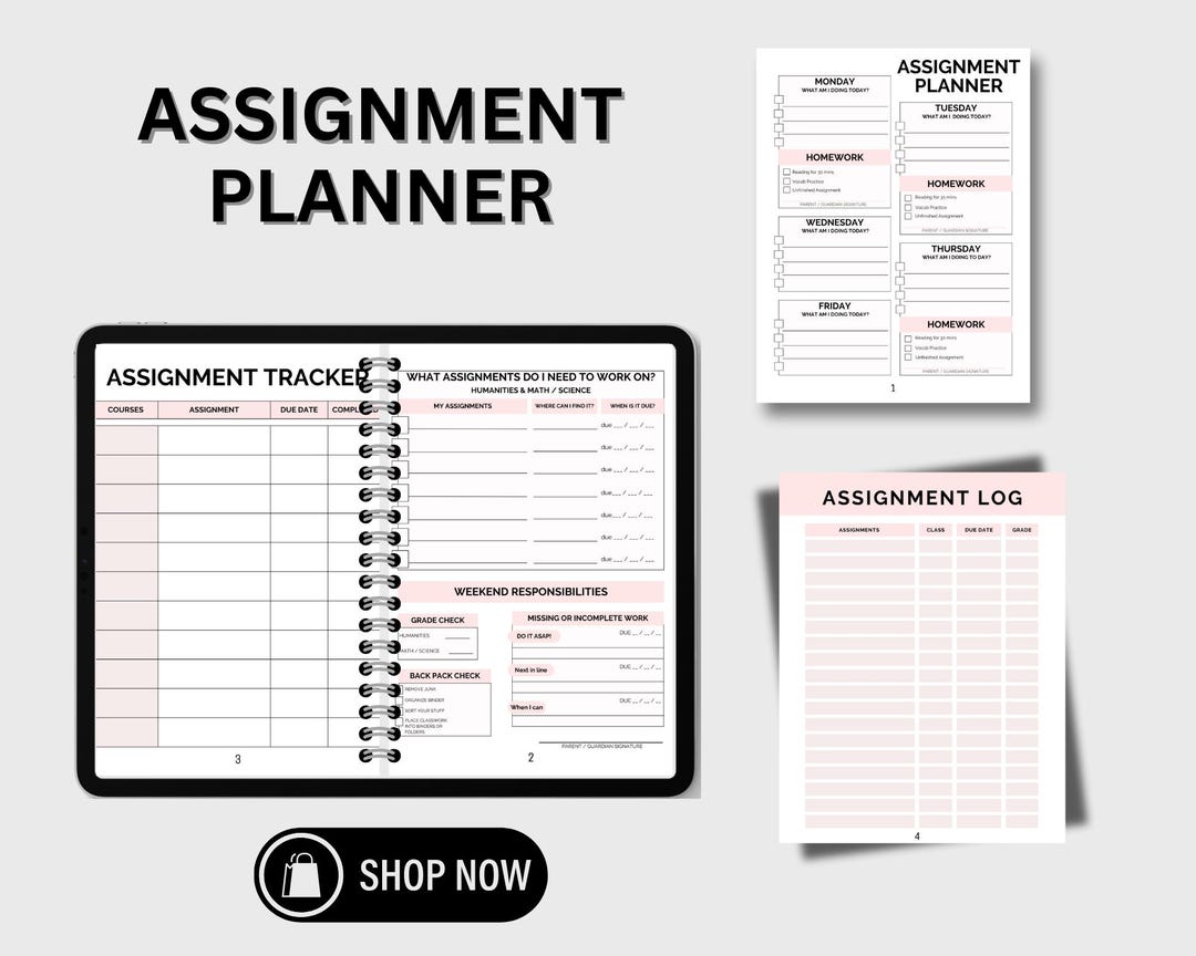 Assignment Planner, Stay Organized, Track Due Dates, Student Academic ...