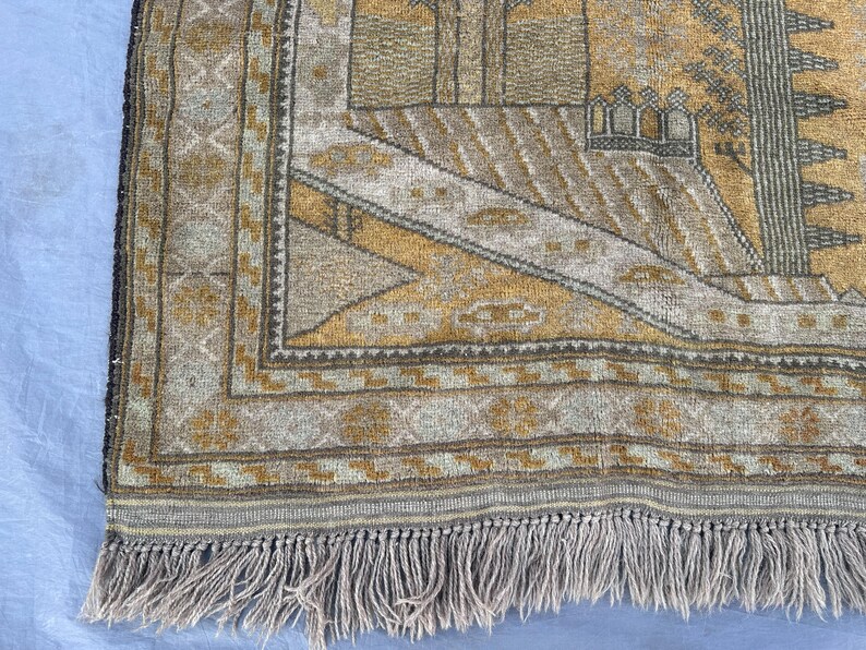 Vintage Terracotta Prayer Rug, Handwoven Wool Islamic Decor (3x5 Ft) - Etsy
