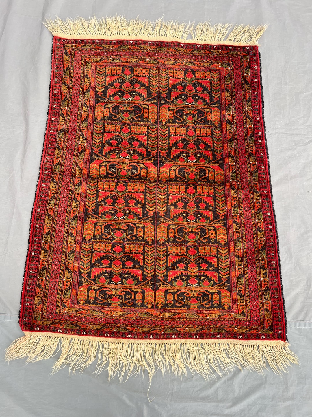 Antique Turkoman Mawri Gul Rug, Hand Knotted Red Wool (2.10x3.9 Ft) - Etsy