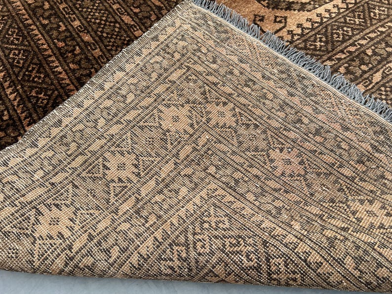 Antique Turkmen Rug, 6.9x9.5 Ft, Hand-knotted Wool, Elephant Foot ...