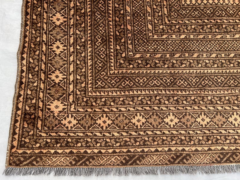 Antique Turkmen Rug, 6.9x9.5 Ft, Hand-knotted Wool, Elephant Foot ...