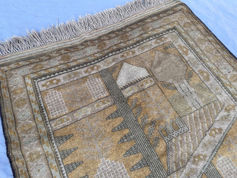 Vintage Terracotta Prayer Rug, Handwoven Wool Islamic Decor (3x5 Ft) - Etsy