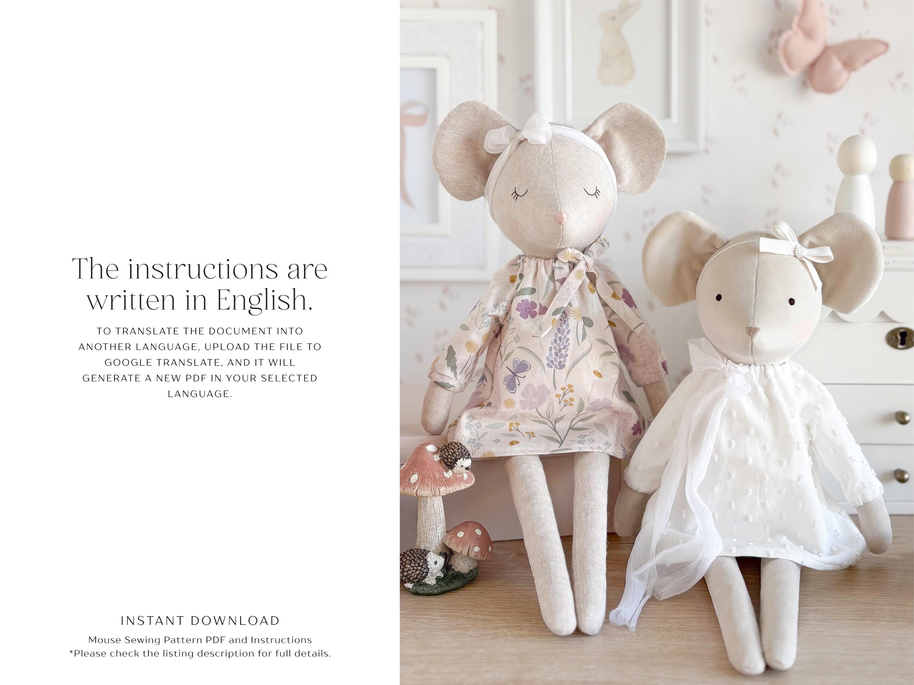Mouse Doll Sewing Pattern PDF - Soft Toy Tutorial - Etsy
