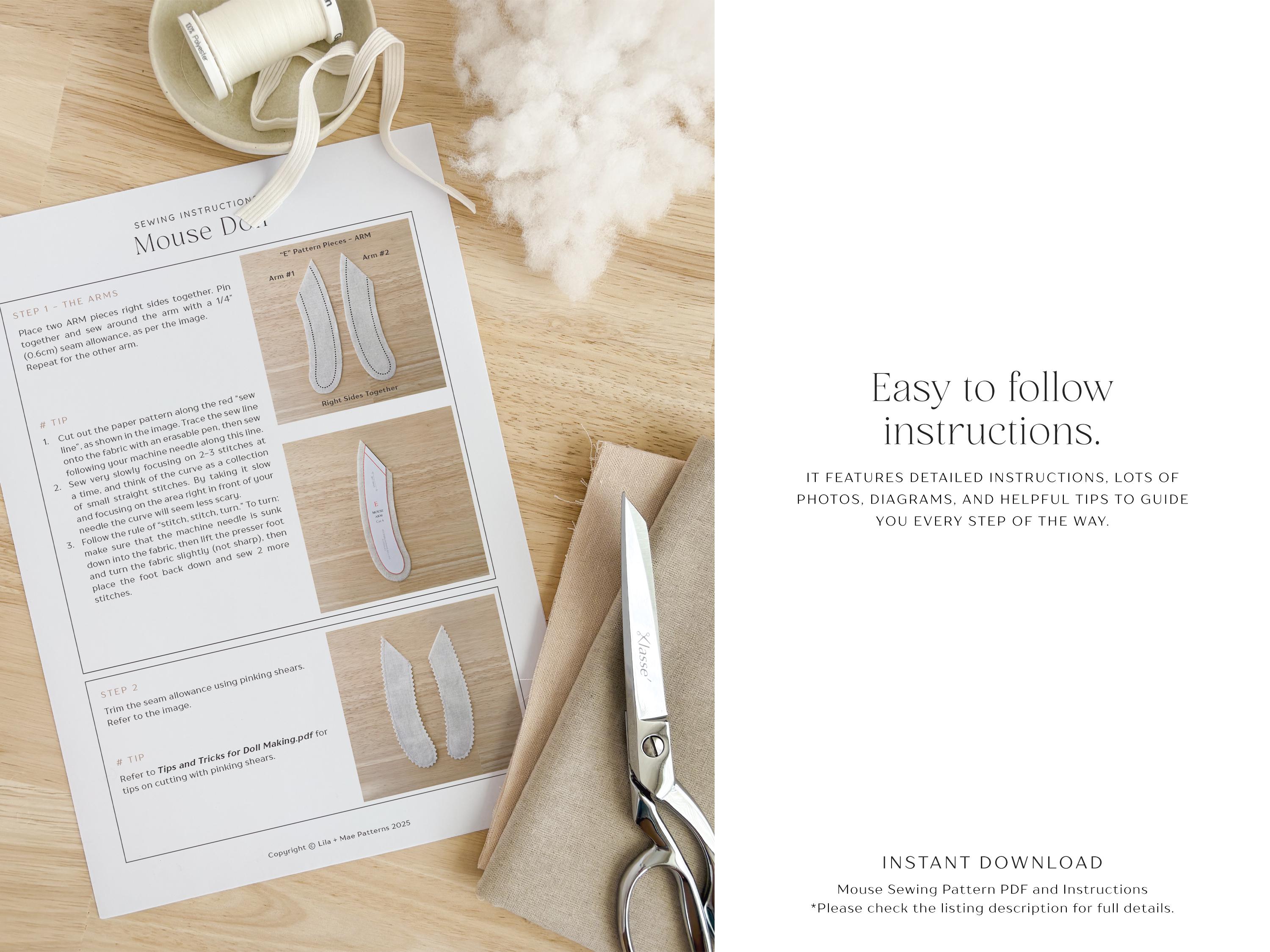 Mouse Doll Sewing Pattern PDF - Soft Toy Tutorial - Etsy