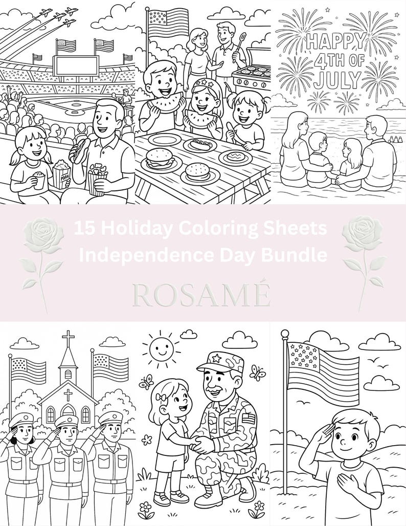 Kid's Coloring Sheets - Holiday (independence Day Bundle - 15 Pages ...