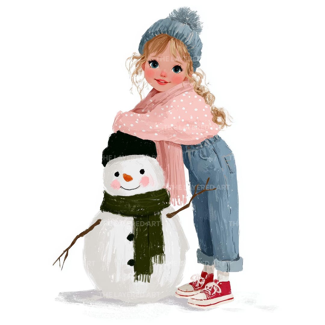Christmas Little Girl Clipart: Watercolor Printable Jpgs (digital ...
