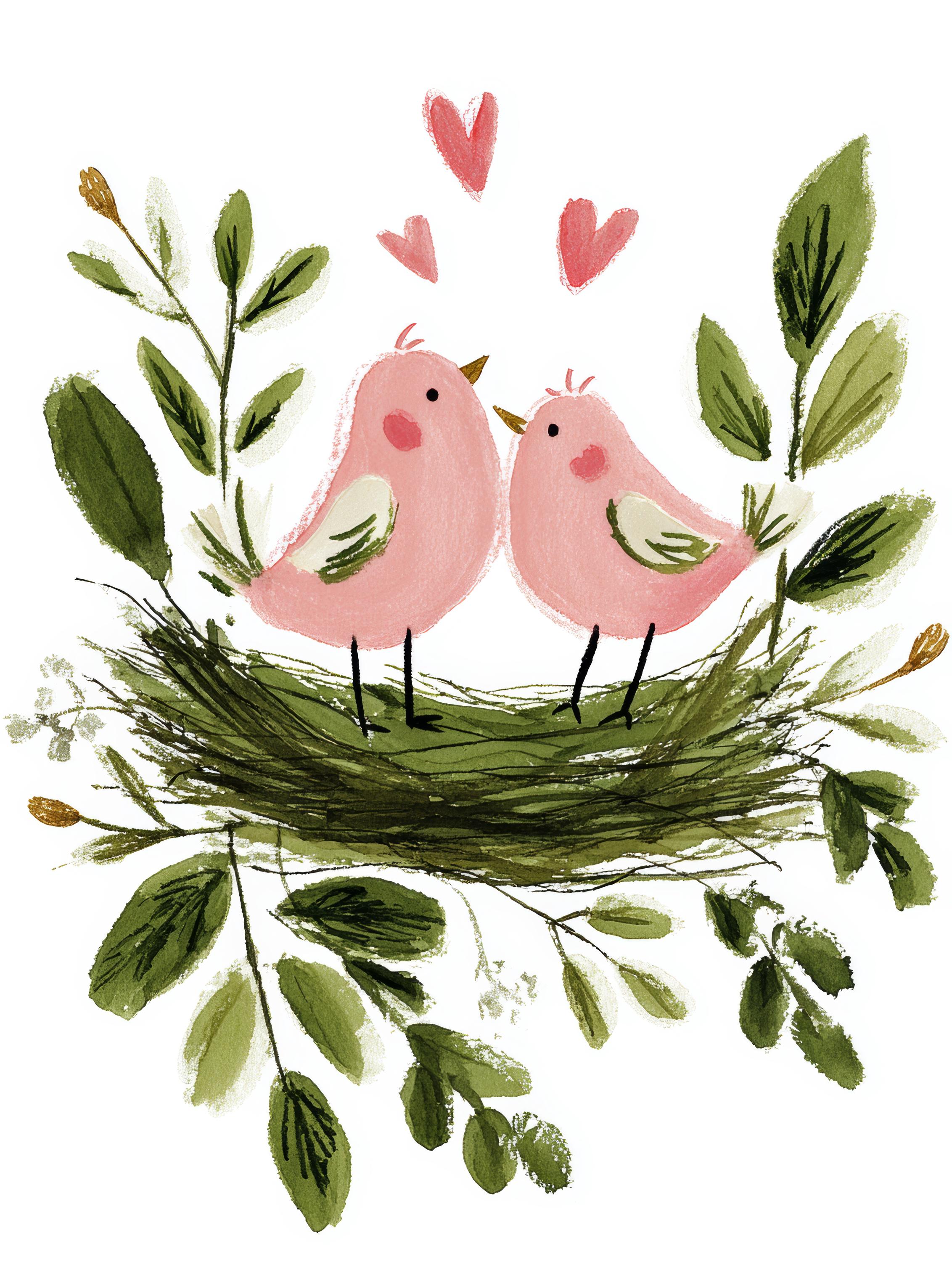 Watercolor Valentine Birds Clipart: Romantic Animals, Printable Jpgs ...