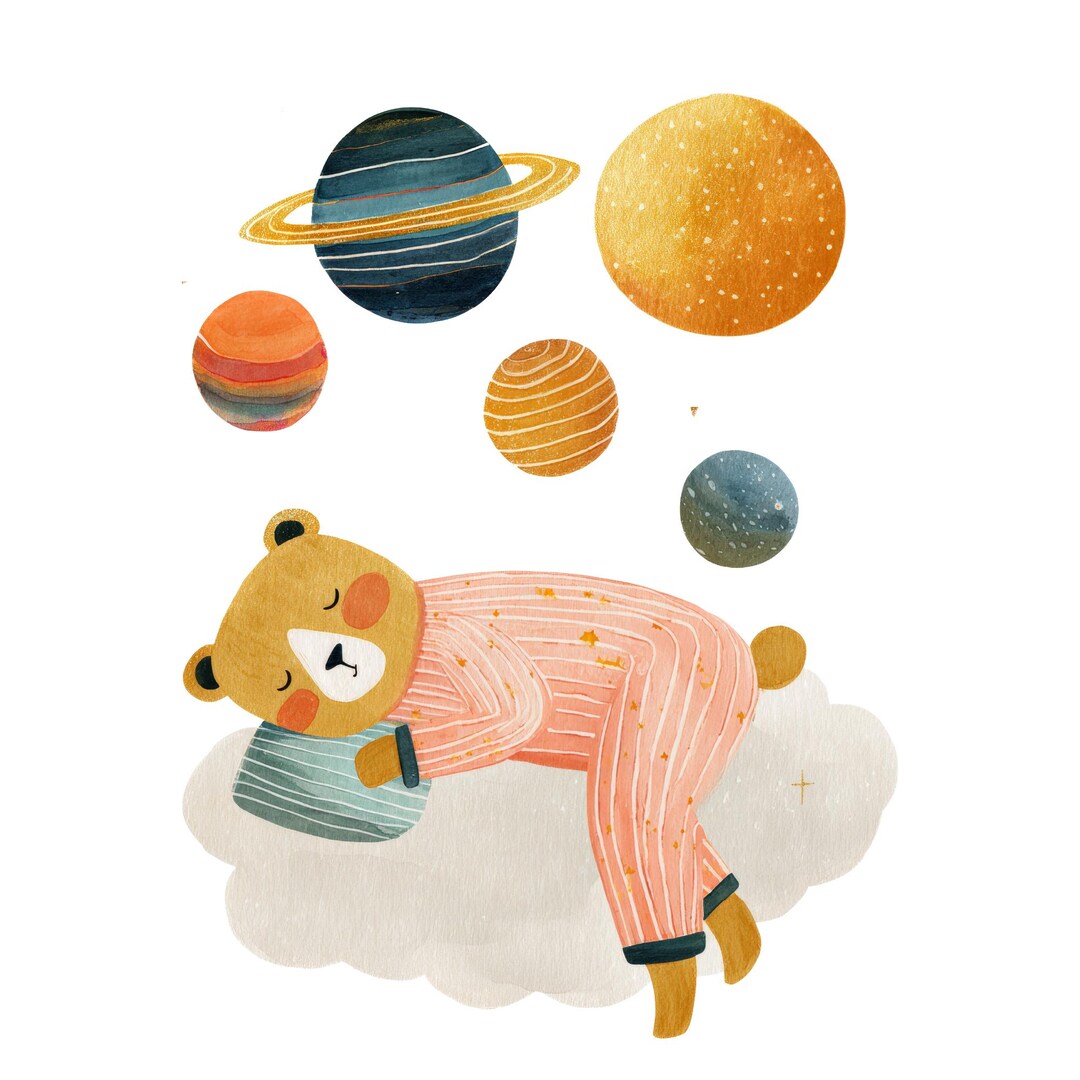 Nursery Space Bear Clipart: Watercolor Astronaut Teddy, 20 Pngs ...