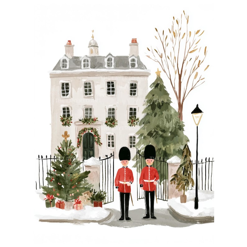 Christmas London Clipart: Watercolor City Scenes, Jpgs for Cards & Wall ...