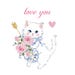 Valentine Cat Clipart: Watercolor Romantic, 17 Transparent Pngs ...