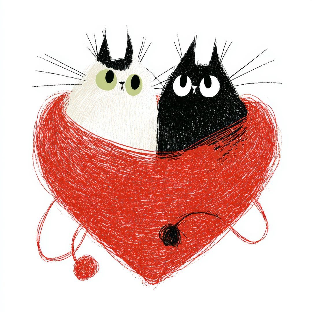 Valentine Cats Clipart: Love Cat Couple, 19 Transparent Pngs | Digital ...