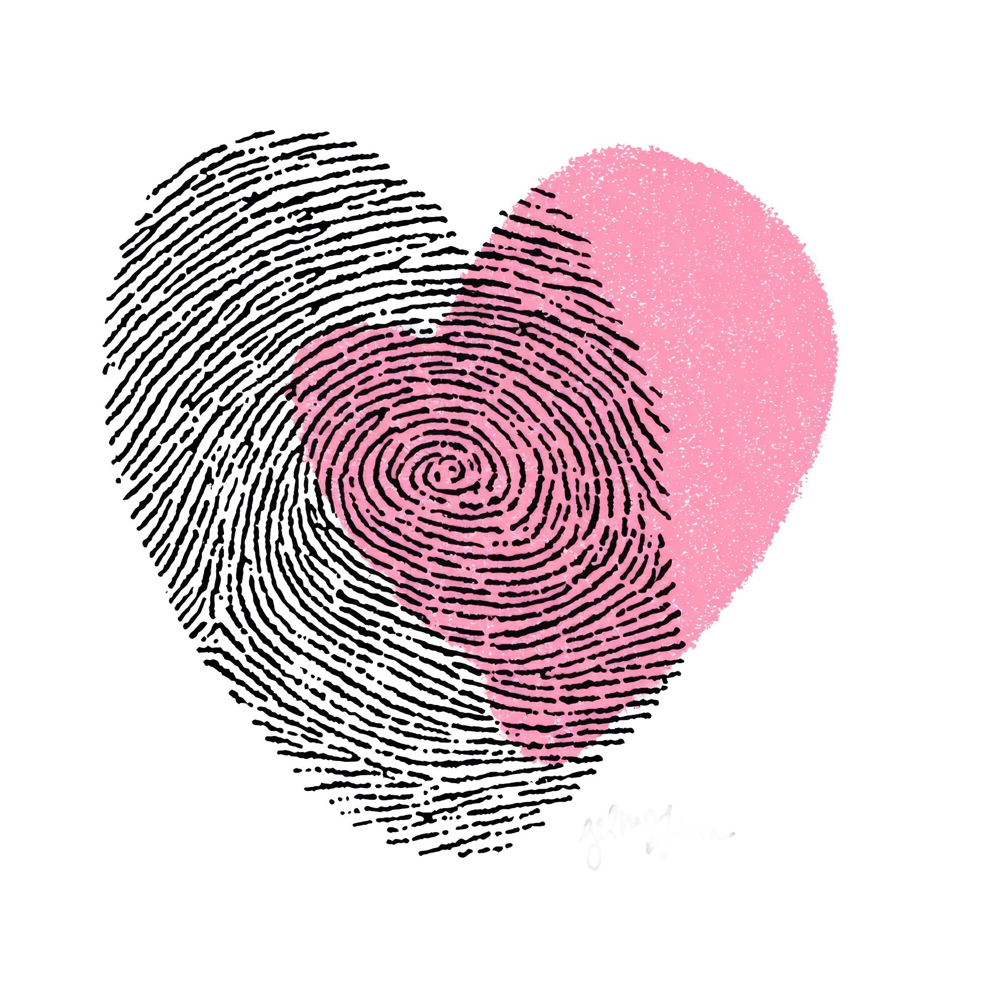 Fingerprint Heart Clipart, Romantic Love Symbol, 16 Pngs | Digital ...