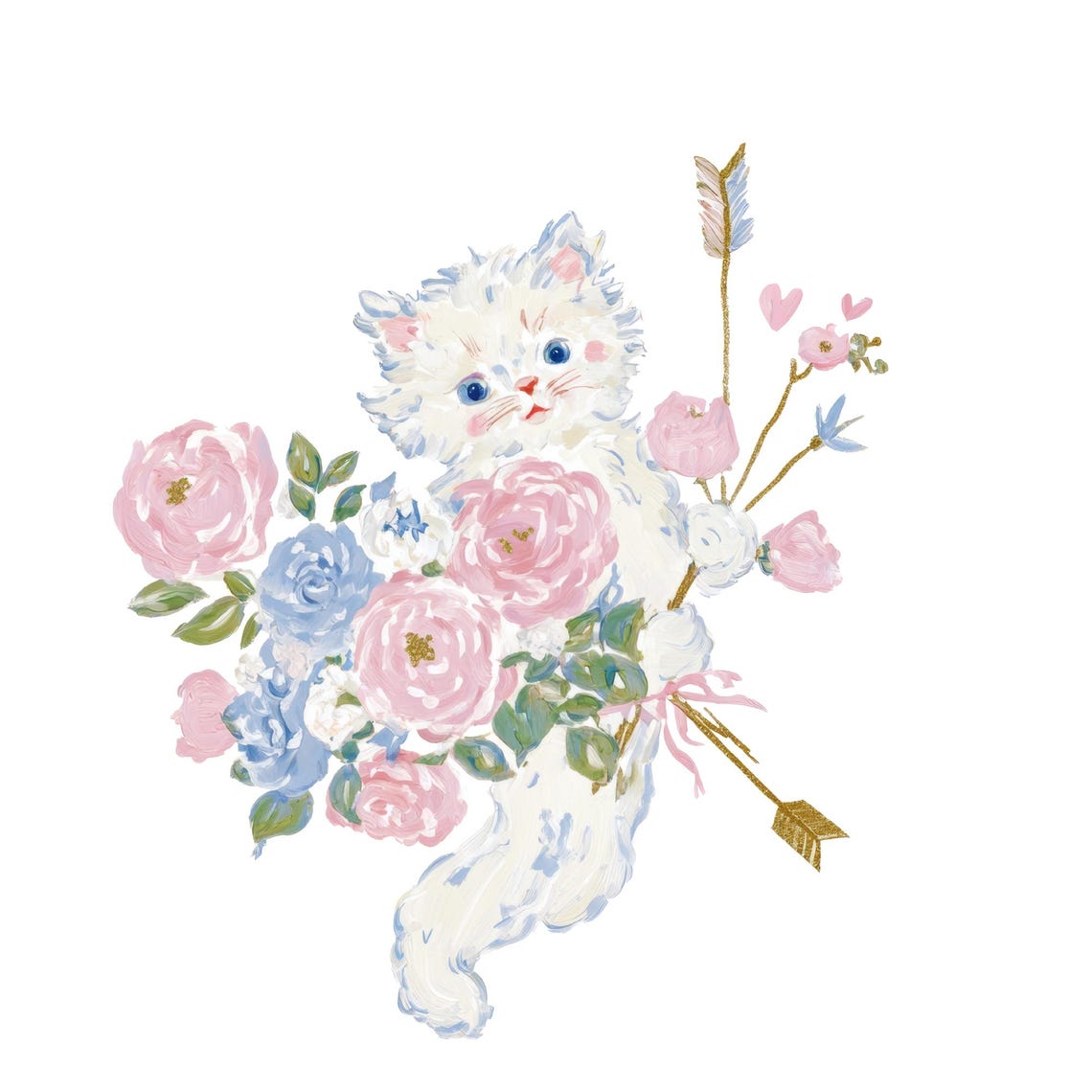 Valentine Cat Clipart: Watercolor Romantic, 17 Transparent Pngs ...