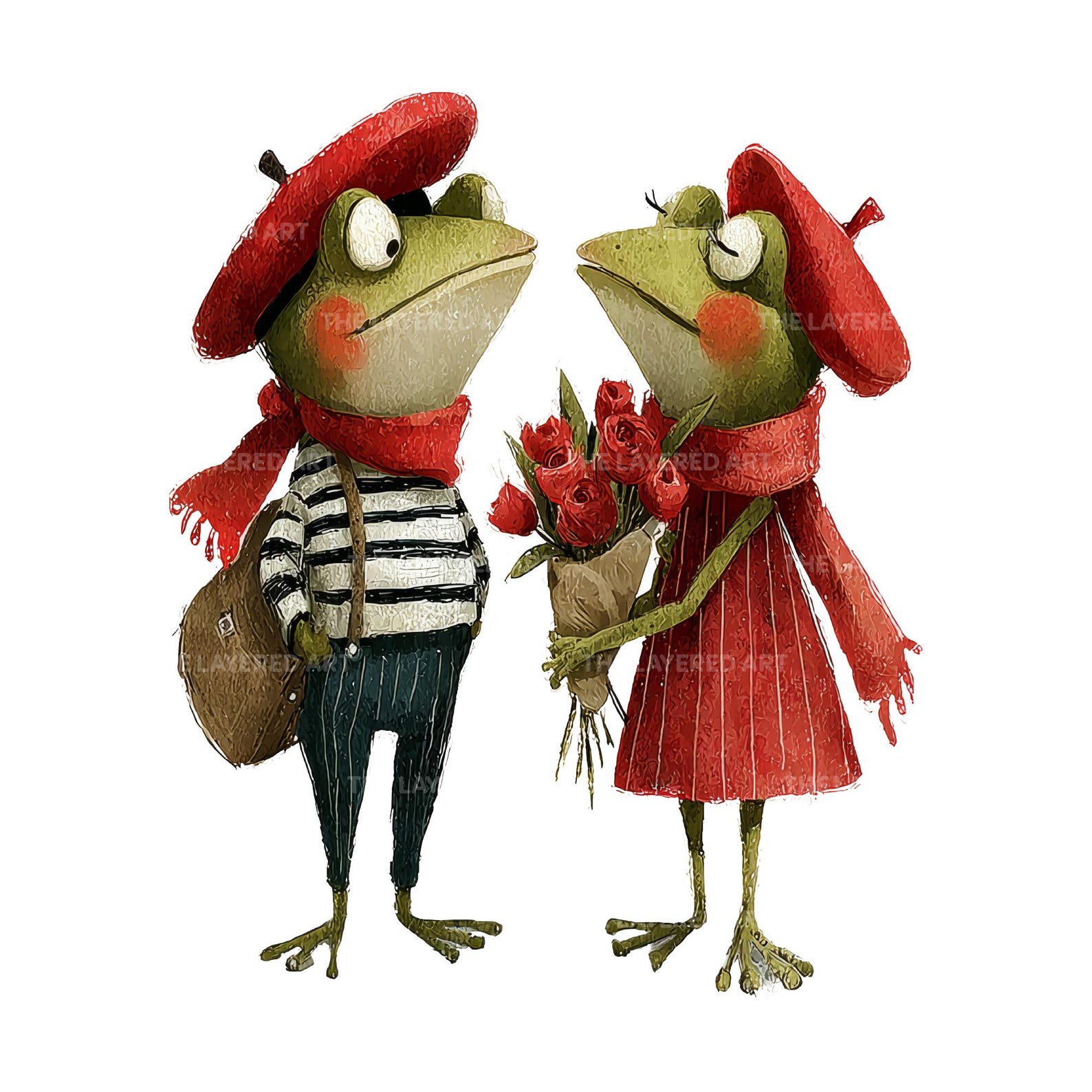 Valentine’s Day Frog Couple Clipart: Quirky Love, Printable Transparent ...