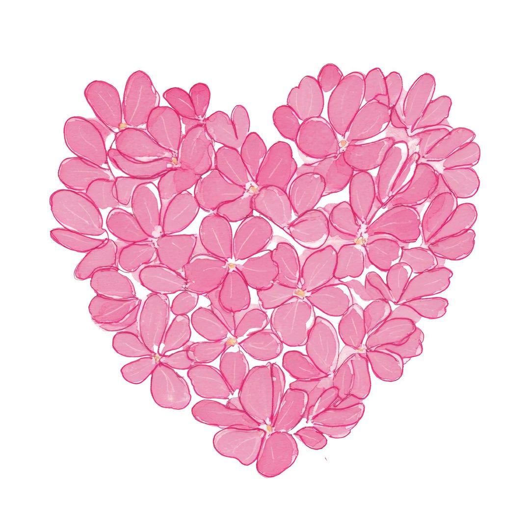 Romantic Pink Floral Heart Clipart: Valentine's Day & Wedding, 15 Pngs ...