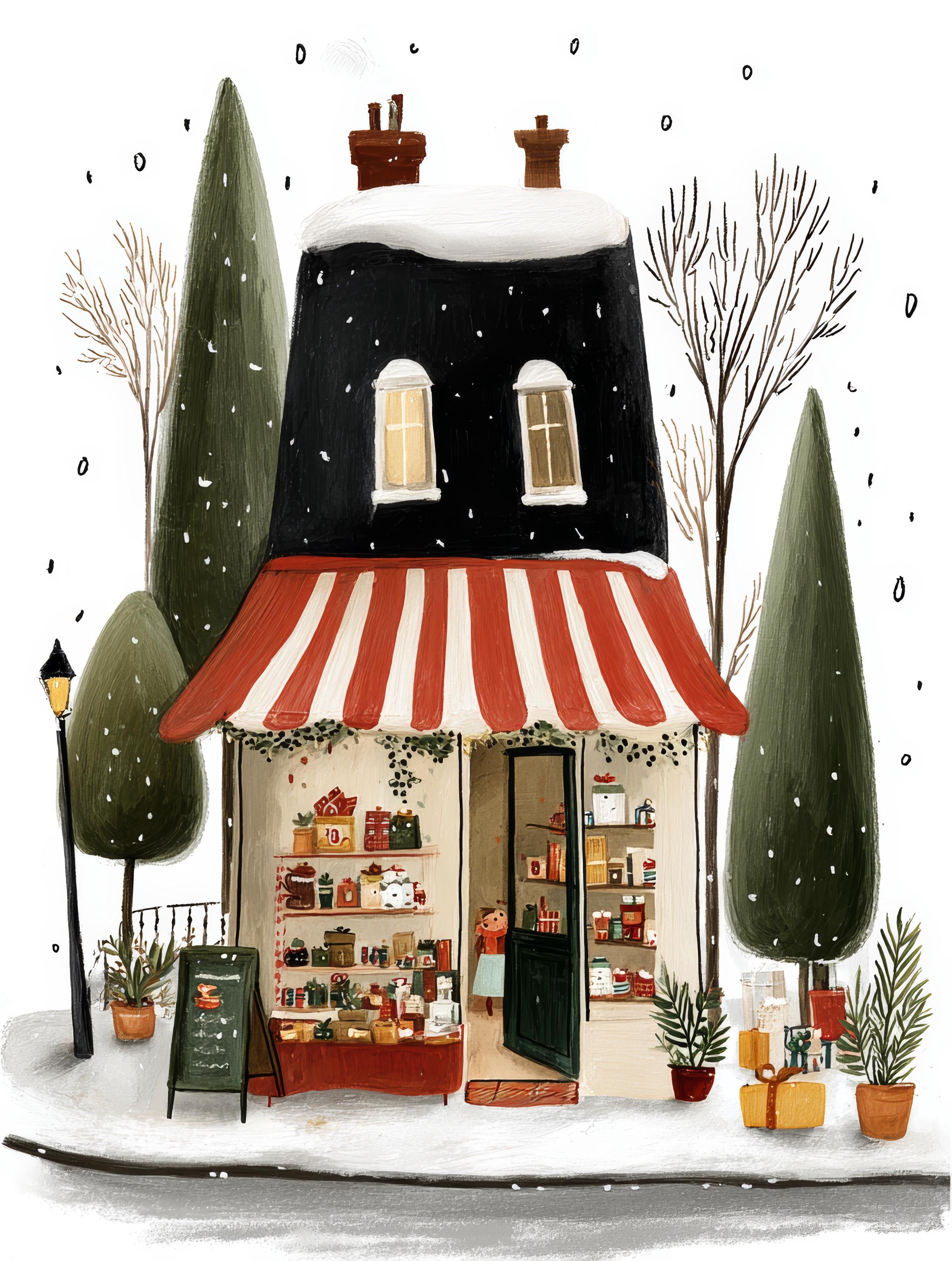 Christmas Stores Clipart, Winter Shops, Printable Jpgs (digital ...