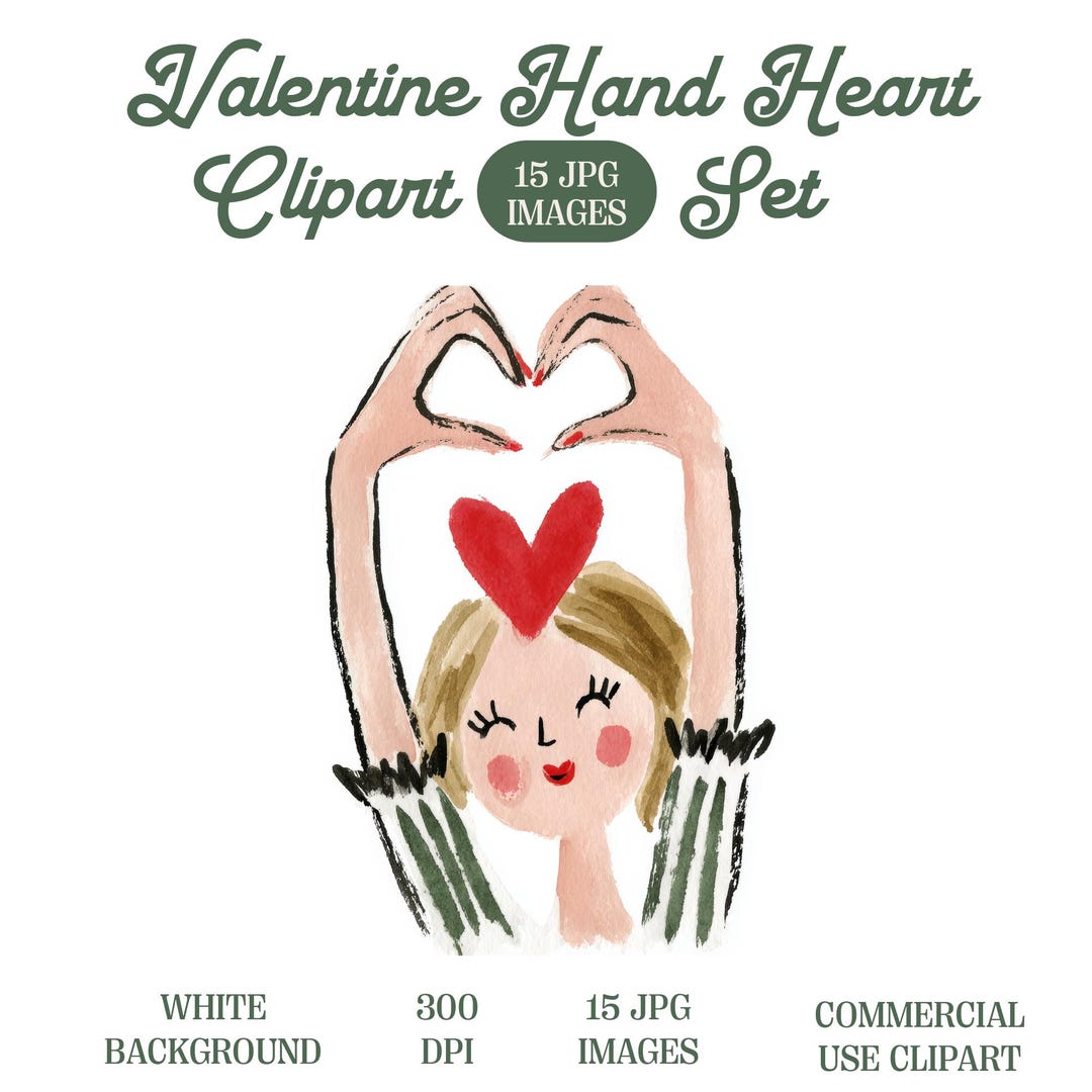 Hand Heart Clipart for Valentine’s Day: Love Hands & Heart Gestures ...