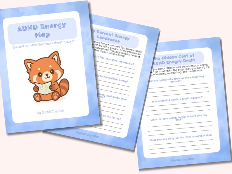 ADHD Mental Energy Map PDF | Printable ADHD Journal for Energy ...