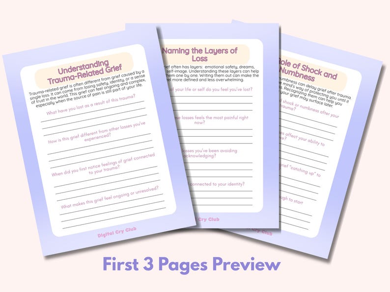 Processing Grief From Trauma Workbook PDF | Trauma Healing Journal for ...