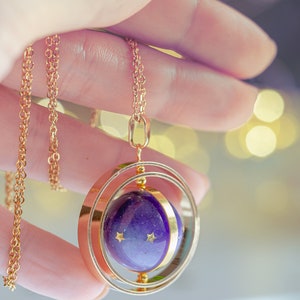 Saturn Planet Spinner Necklace Galaxy Resin Orb Celestial Stainless ...
