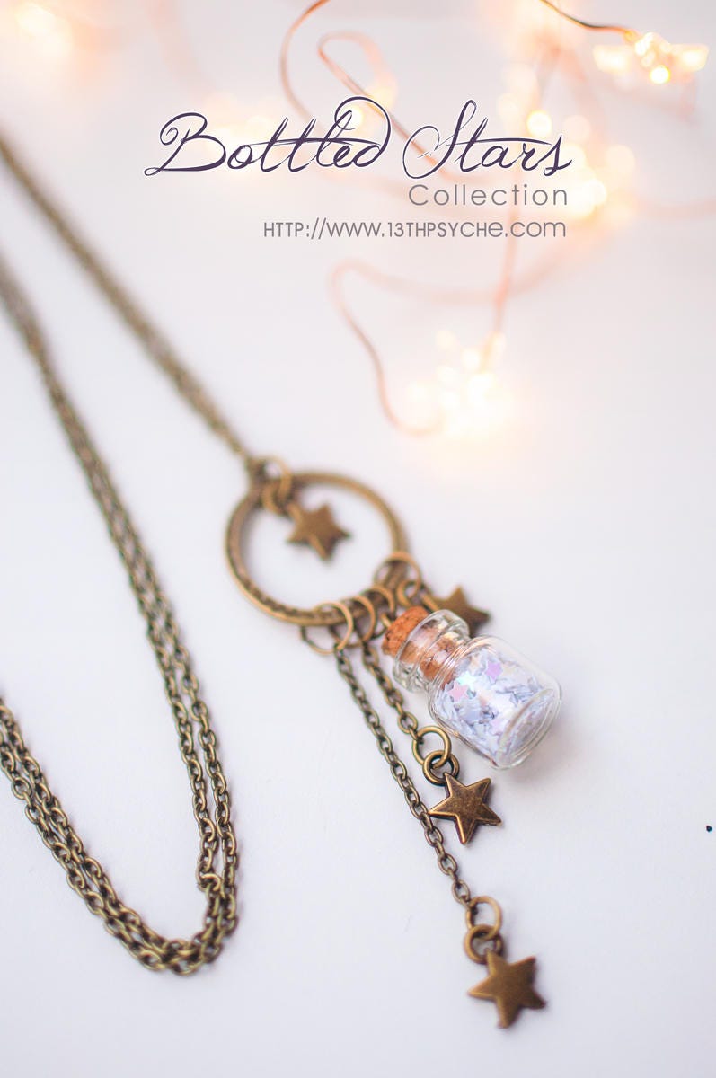 Star Bottle Necklace - Celestial Glass Vial Pendant, Unique ...