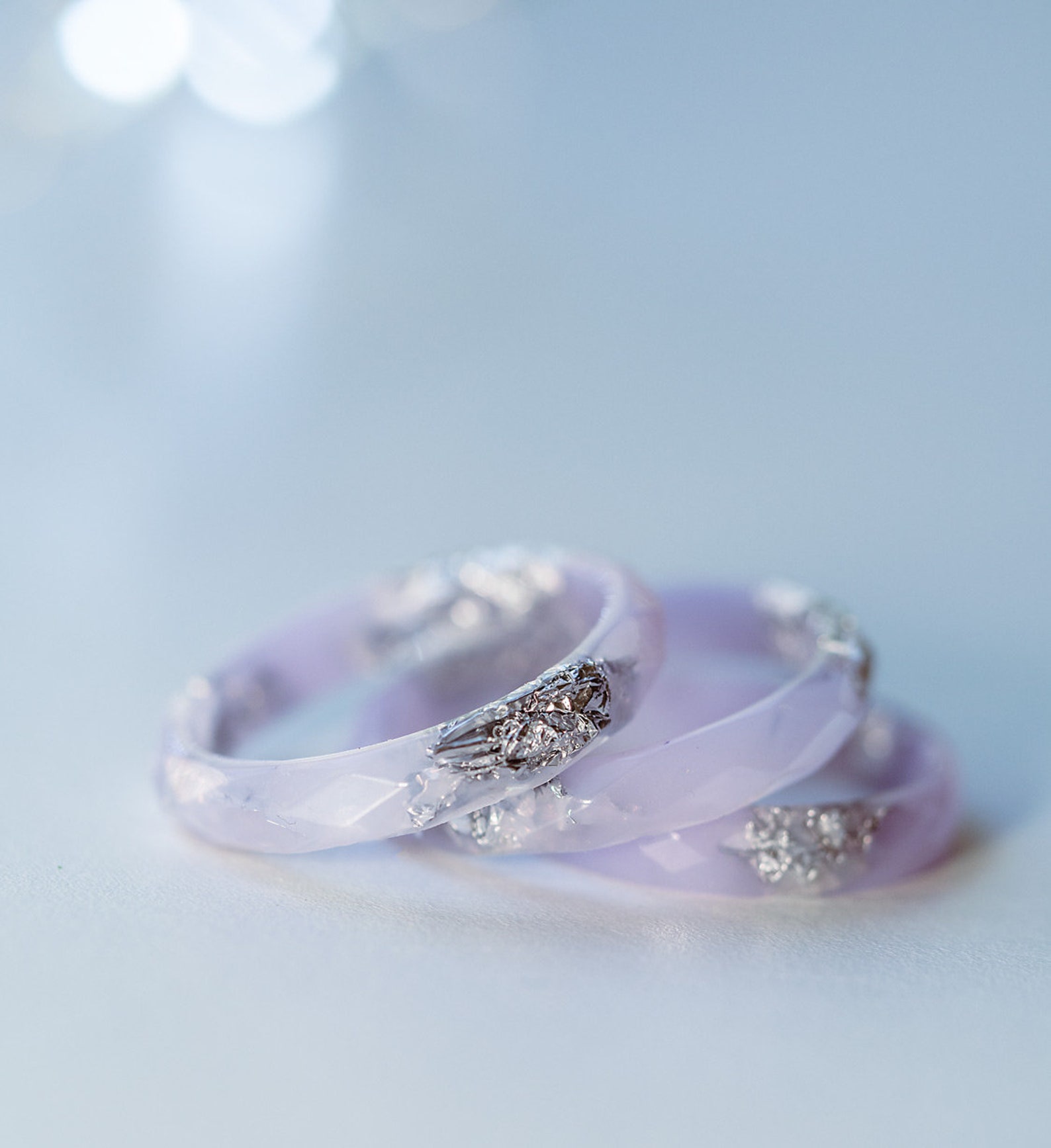 Lilac Resin Ring With Silver Flakes Stackable Thin Minimalist Band ...