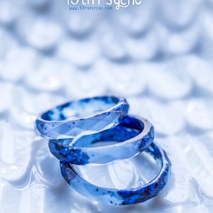 Blue Resin Ring With Blue Flakes, Stacking Rings for Women, Blue Ring ...