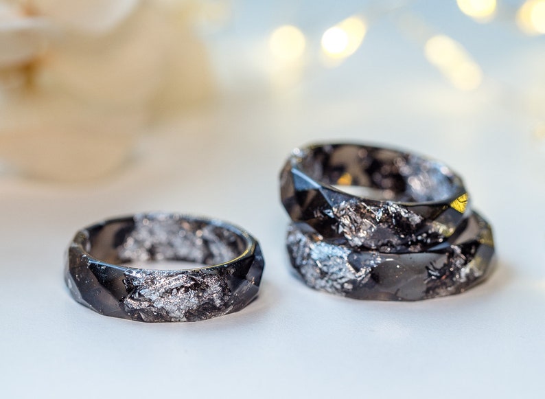 Black Resin Rings for Men Mens Ring Thumb Ringstacking - Etsy