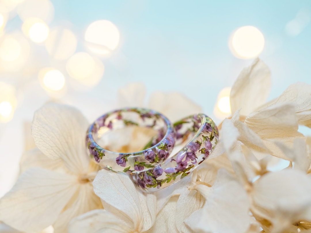 Heather Flower Resin Ring, Real Pressed Floral Botanical Cottagecore ...