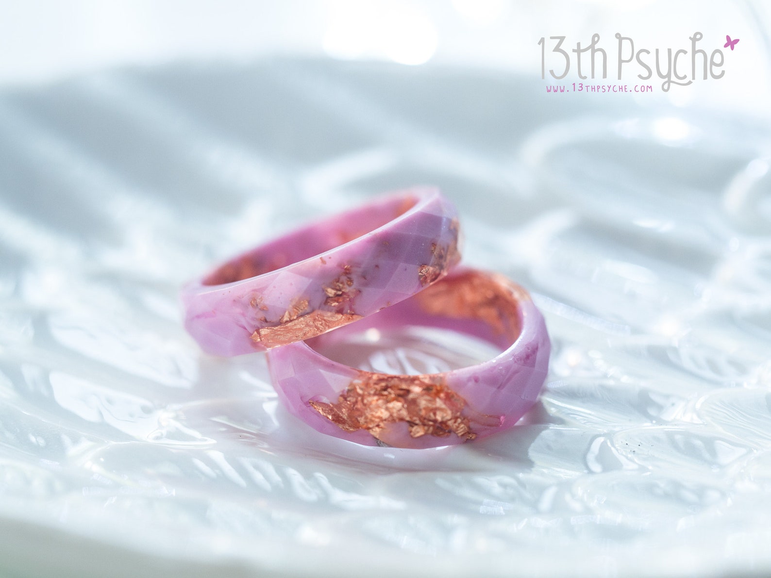Pink and Rose Resin Ring With Rose Gold Flakespink Ringcute | Etsy
