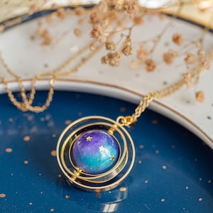 Galaxy Necklace, Celestial Inspired Jewelry, Space Necklace, Planet ...