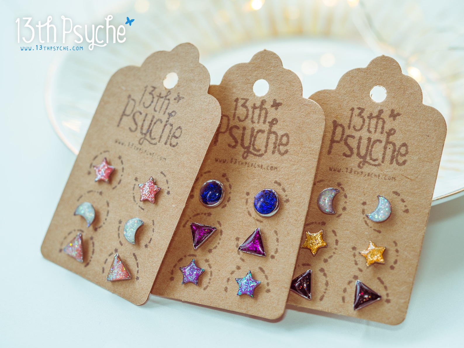 Mix and match glitter resin stud earrings set of 3 button | Etsy