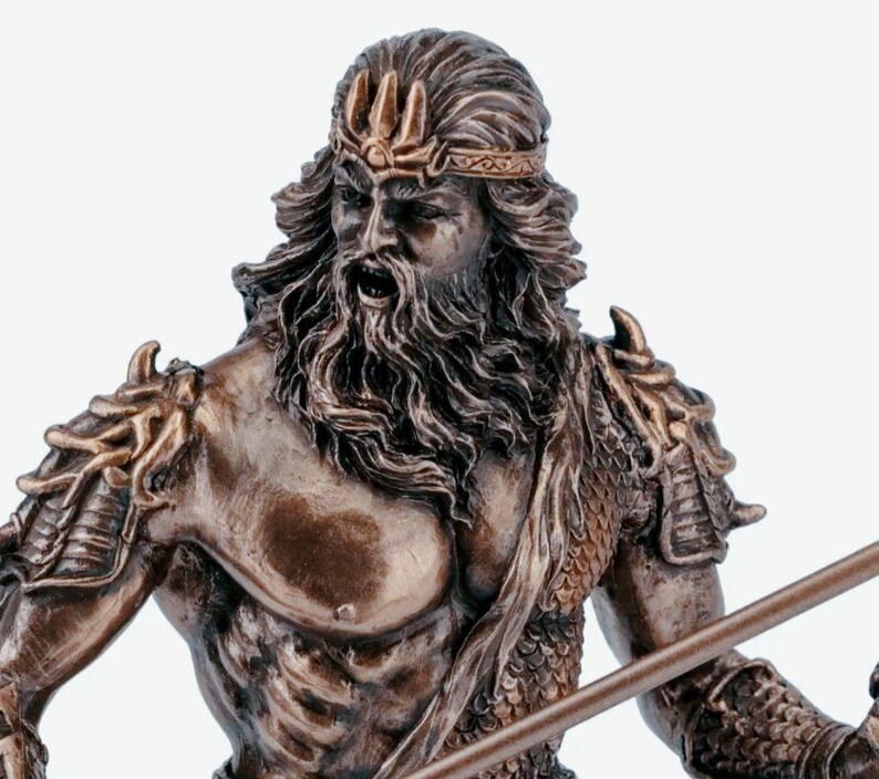 Poseidon Statue – Greek God of the Sea – Trident Figurine – Bronze ...