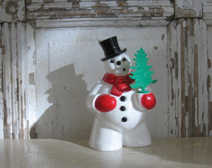 Vintage Royalite Snowman With Tree & Original Box, Jolly Christmas ...