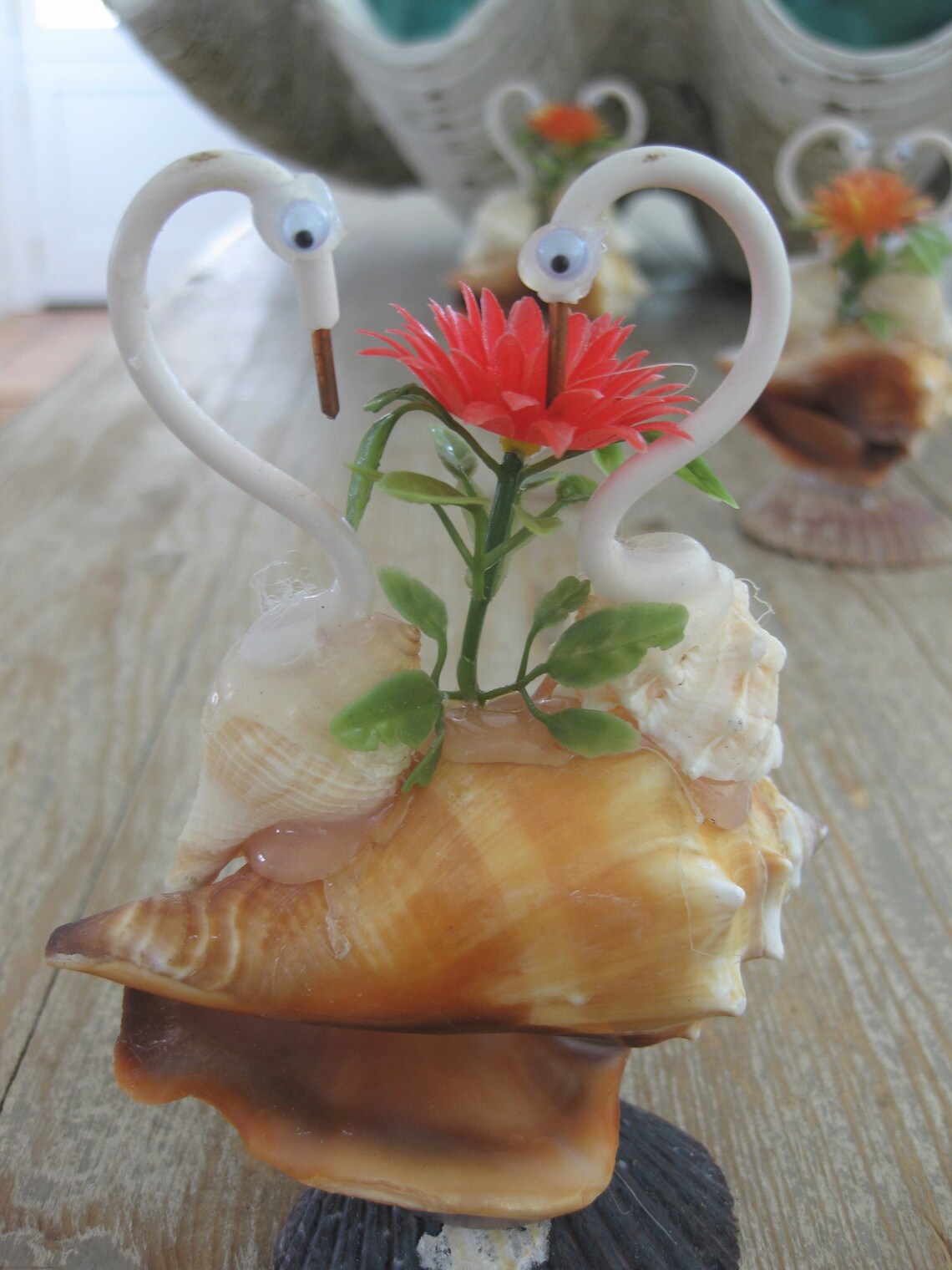 Vintage Seashell Souvenirs Set of 4 Shell Swans Florida - Etsy