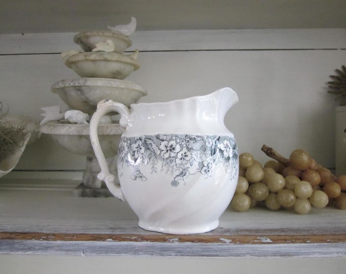 Antique English Ironstone Pitcher, T&R Boote, Blue Transferware, Shabby ...