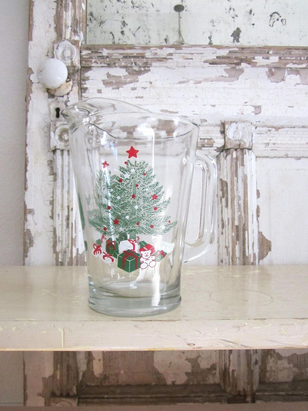 Vintage Christmas Pitcher, Holiday Entertaining, Christmas Tree, Retro ...