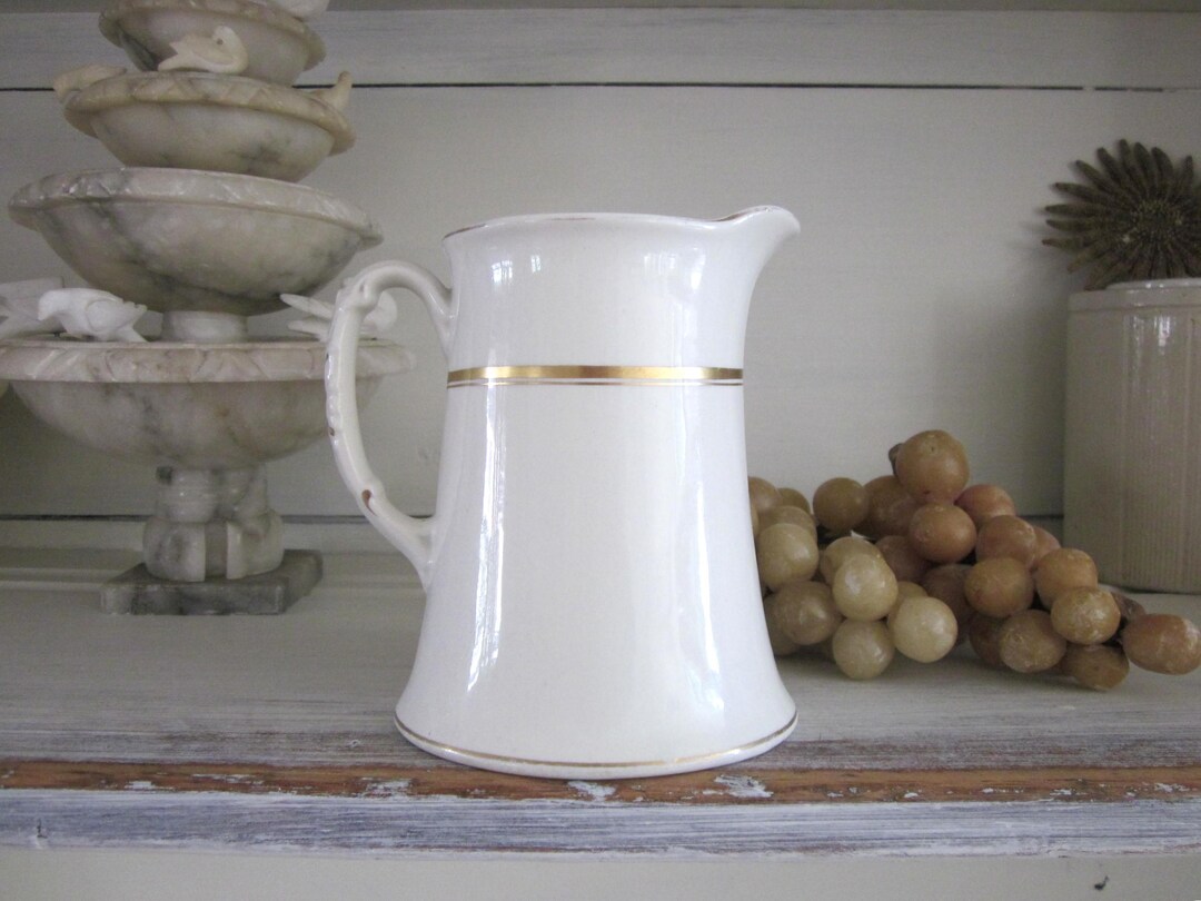 Vintage Johnson Bros English Pitcher, Gold Leaf, Shabby Chic Serving ...