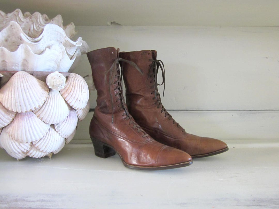 Antique Victorian Roberts, Johnson & Rand Brown Leather Lace up Boots ...