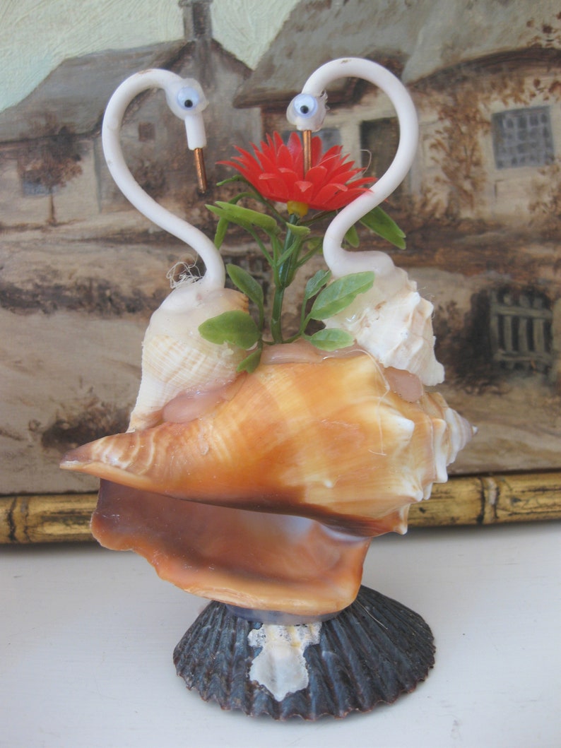 Vintage seashell souvenirs set of 4 shell swans Florida | Etsy