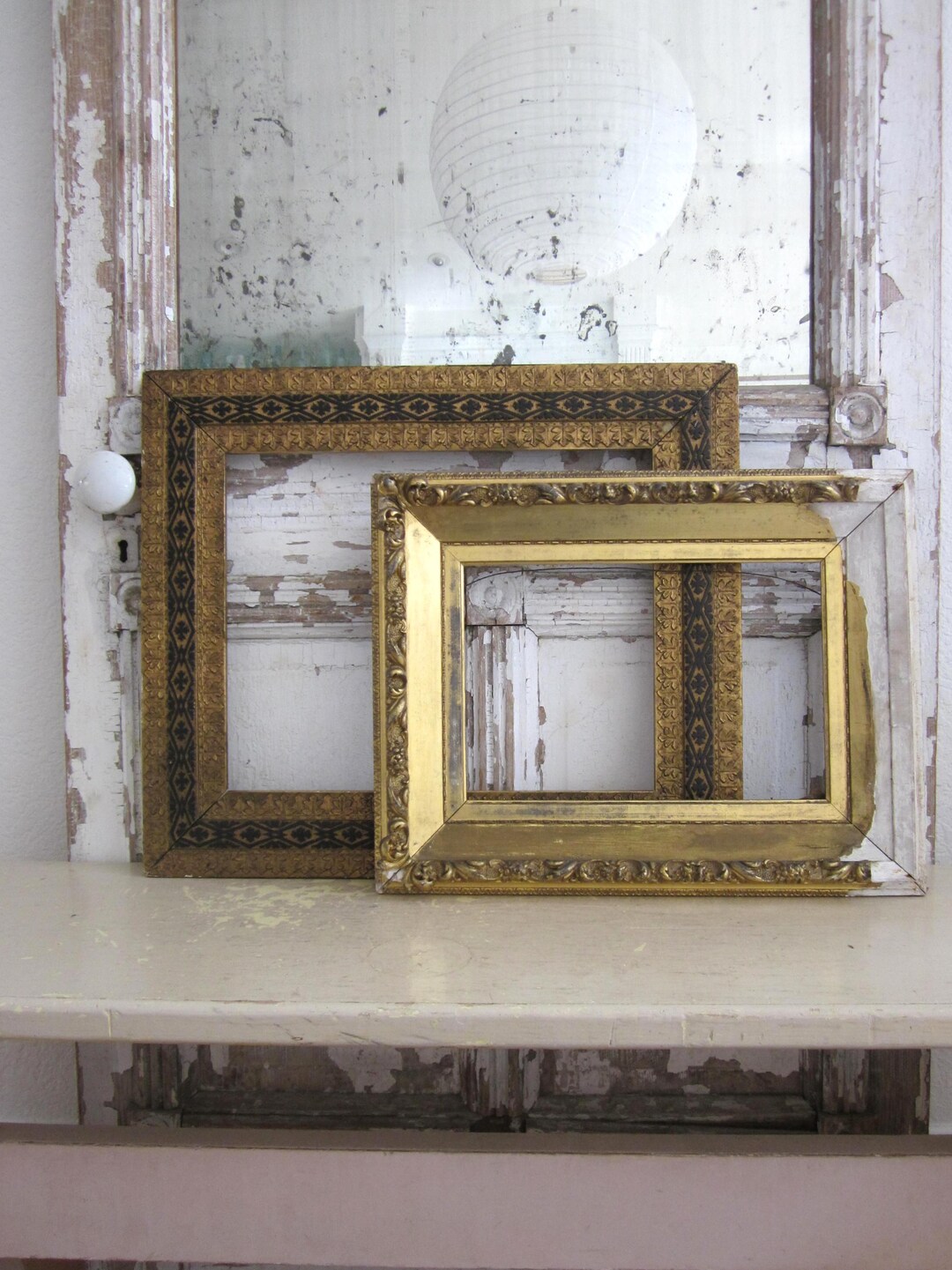 Antique Gold Gesso Frames, Set of 2, Art Deco, Weathered Frames ...