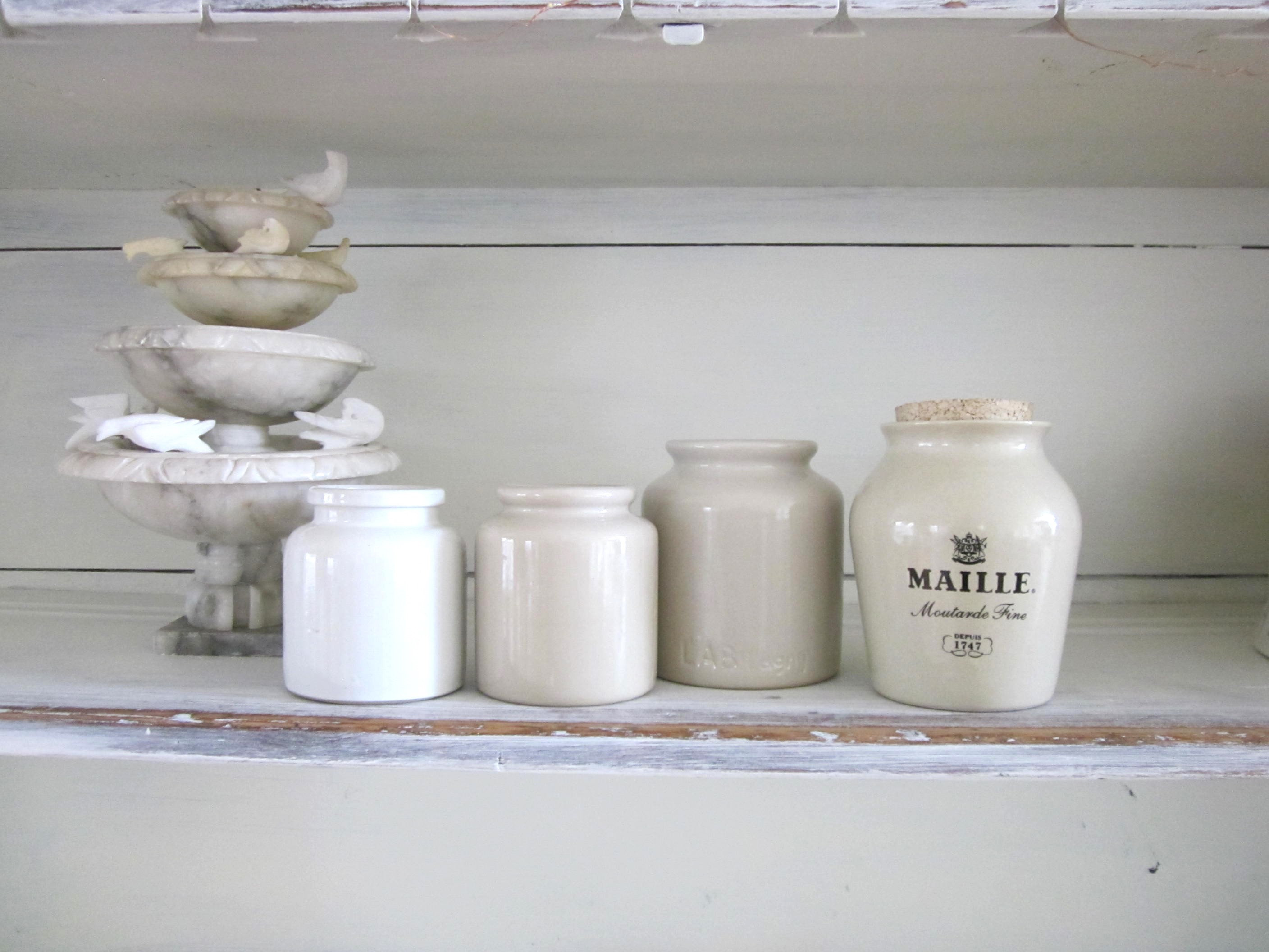 Vintage Stoneware Mustard Jars, Ceramic Pots, Set of 4, Maille, Whites ...