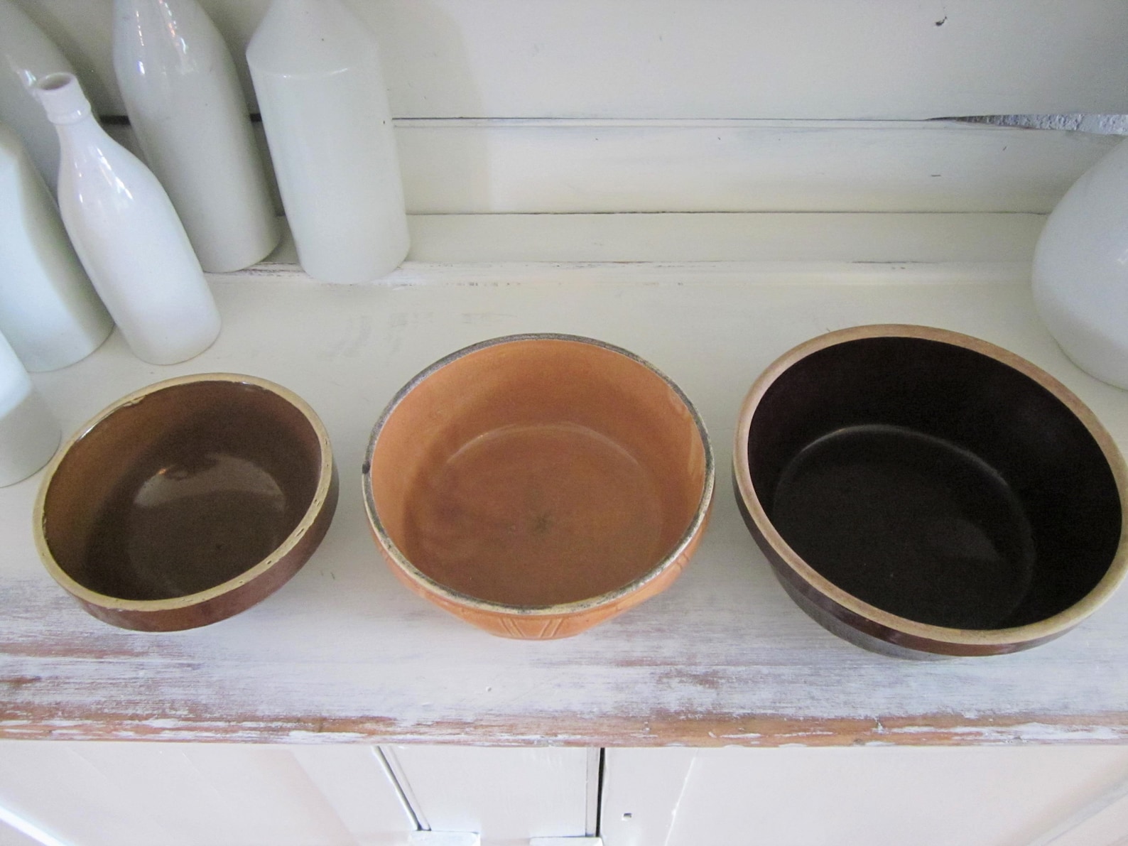 Primitive Stoneware Bowls Mix and Match Set of 3 Pumpkin - Etsy