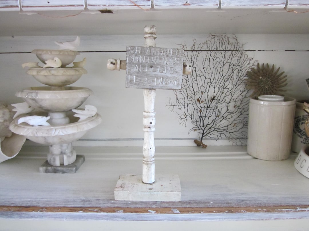 Vintage Turned Wood Standing Crucifix, Creamy White Paint, Catholic ...