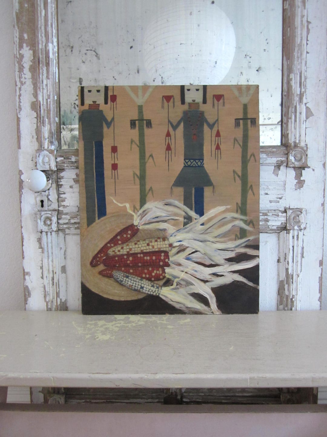 Vintage California Oil Painting, NAVAJO Native American YEI Figures ...